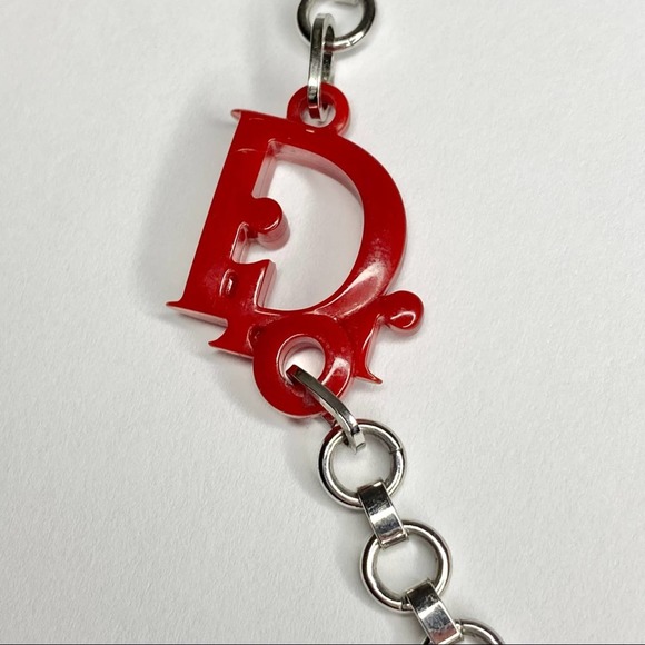 Dior | Jewelry | Vtg Christian Dior Silver Chain Link Red Acrylic Bee ...